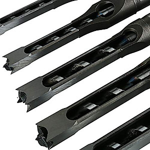 6pcs Square Hole Mortise Chisel Drill Bit Tools, 5/8" 9/16" 1/2" 3/8" 5/16" 1/4" HSS Woodworking Hole Saw Mortising Chisel Drill Bit Set, Different Sizes