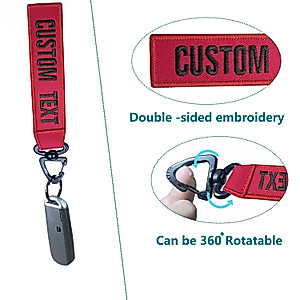 Graceful life Personalized keychain,Customizable name number tag with key ring, Key Chain Holder accessories, embroidery keytag for luggage (Rotating keychain)