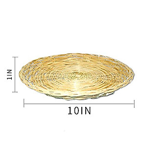 4 pcs Brown Wicker Paper Plate Holders,10 inches，Paper Plate Holders Wicker Heavy Duty， Wicker Paper Plate Holder，Paper Plate Holders Bamboo，Paper Plate Holders Reusable