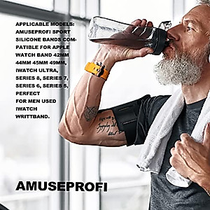 AMUSEPROFI Men's Silicone Watch Band, 49mm Ultra, 45mm Ultra 2, 42mm Series 9, 8, 7, 6, 5, 4, 3, 2, 1 - Multiple Colors Available