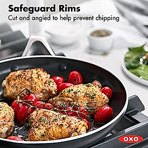 OXO Agility Series 10" Frying Pan Skillet, PFAS-Free Nonstick Lightweight Aluminum, Induction Base, Quick Even Heating, Stainless Steel Handles, Chip-Free Rims, Dishwasher & Oven Safe, Black