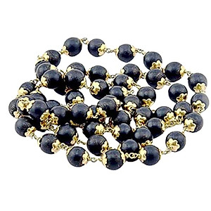 numeroastro Natural & Original Shaligram Stone Round Beads Mala In Copper Capping (54+1 Beads) (7-8 MM Approx) (1 Pc)