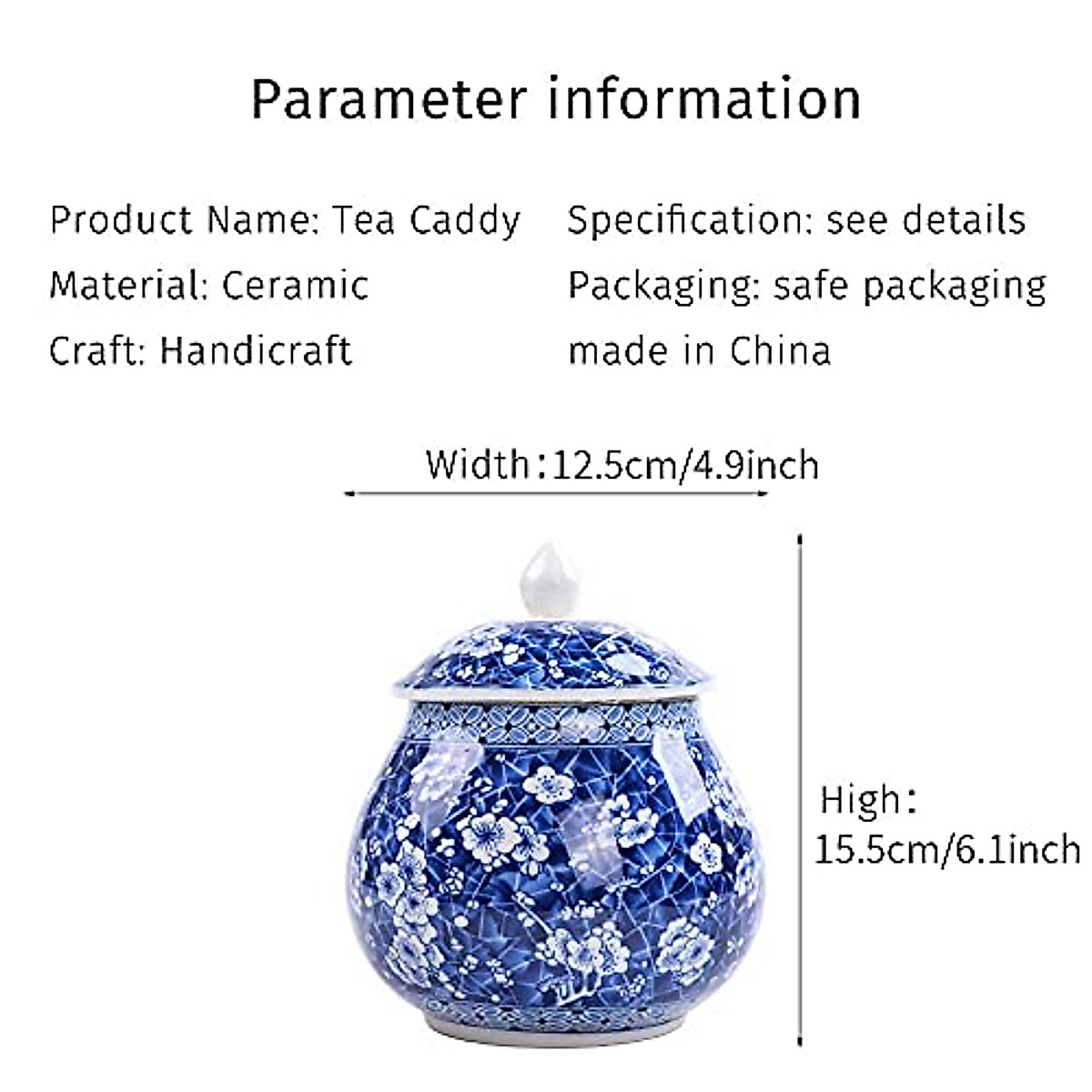 HUANG Ancient Chinese Style Creative Blue and White Ceramic Jar with Lid