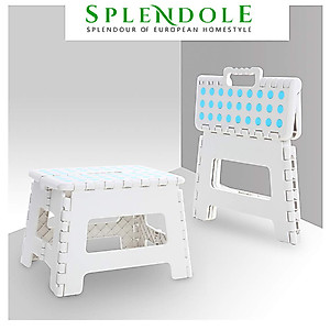 SPLENDOLE Folding Step Stool - 9-Inch Non-Slip Foot Stool for Kitchen, Bathroom, Living Room - Compact and Lightweight Stool Chair with 250-Lb Maximum Weight Capacity Step Stools for Kids and Adults