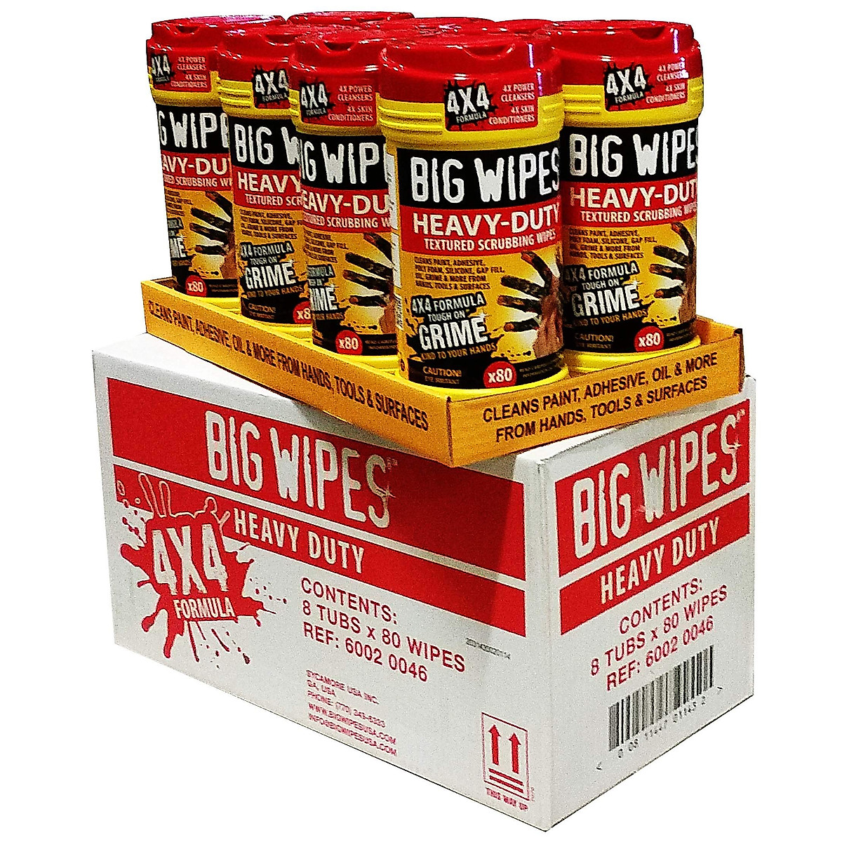 Big Wipes"Red Top" Heavy Duty Industrial Textured Scrubbing Wipes (Pack of 8)