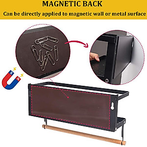 Mukkuri Magnetic Paper Towel Holder Spice Rack for Refrigerator with Hooks,Black