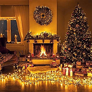 Solar String Lights Outdoor, 2 Pack 100 Led Outdoor Solar Christmas Lights, 8-Modes Waterproof Fairy Lights for Christmas, Gardens, Wedding, Party Decoration (Warm White)