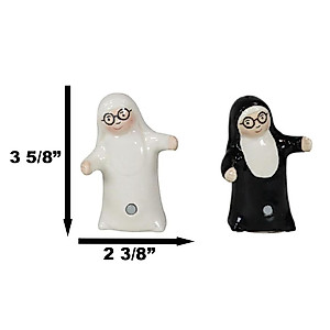 Ebros Gift Black And White Dressed Nuns Dancing Salt And Pepper Shakers Ceramic Figurine Set 3.5"H Hugging Nun Religious Inspirational Funny Themed Accents