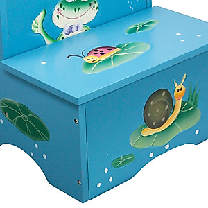 Fantasy Fields - Froggy Thematic Kids Wooden Step Stool with Storage | Imagination Inspiring Hand Crafted & Hand Painted Details Non-Toxic, Water-Based Paint