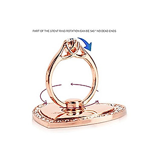 Universal Phone Ring Bracket Holder,UCLL Love Heart Diamond Shape Finger Grip Stand Holder Ring Car Mount Phone Ring Grip Smartphone Ring Stent Tablet Rose Gold