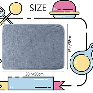 2 Pack Microfiber Dish Drying Mat,Large Absorbent Kitchen Drying Pad,Dishes Drainer Pads for Kitchen Counter,19×14.5 Inch,(Grey/Blue)