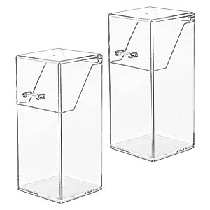 Housoutil 2Pcs Acrylic Makeup Brush Holder Organizer with Lid, Clear Makeup Organizer, Cosmetic Brush Storage Organizer Pen Holder for Bathroom, Dresser, Vanity and Countertop