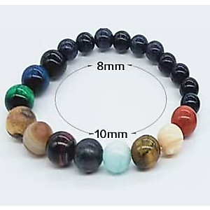 Unique Eight Planetary Bracelets Natural Stone Adjustable Beaded Bracelet Cosmic Solar System Themed Bracelet