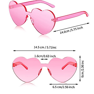 LEFIMOT 12 Pairs Heart Sunglasses Heart Shaped Rimless Sunglasses Frameless Pink Heart Glasses Transparent Party Sunglasses for Women Party Favors