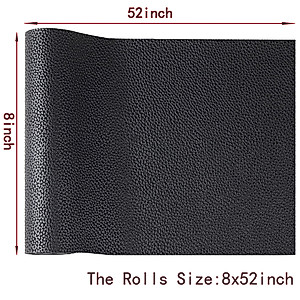 Funcolor Black Faux Leather Roll:Soft Pebbled Faux Leatherette Sheets 8x52 Inch for Sewing Craft