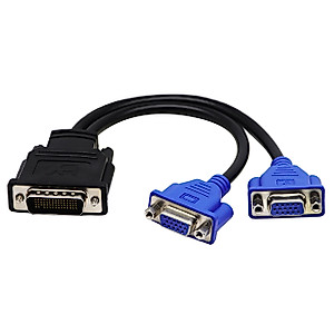 zdyCGTime DMS-59 59-Pin Male to Dual VGA Female Y Splitter Video Card Adapter Cable for Matrox Molex ATI Nvidia Lenovo Hp Dell Computer-10inch