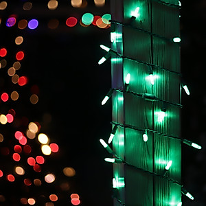 1001 LightSupply 50 Count M5 Faceted Christmas Mini Light Set Indoor/Outdoor Use String Lights for Garden Christmas Tree Patio Lawn Party Home 120V UL Certified Green Wire 17 Feet (Green)