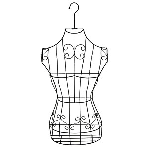 MyGift Black Metal Hanging Full Body Torso Mannequin for Sewing Dress Form and Boutique Display