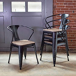 Buffalo Tools DCHAIRBWT Dining Chair Wood Seat - 4Pc, Black