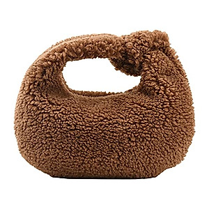 Dumpling Bag Plush Bag Clutch Purses Furry Tote Bag Bag Plush Handbag Storage Bag for Autumn Winter
