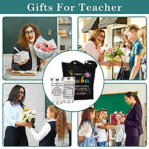Teacher Appreciation Gifts with Tumbler and Tote Bag, Daycare Teacher Gifts for Birthday with Travel Beach Bag and Cup