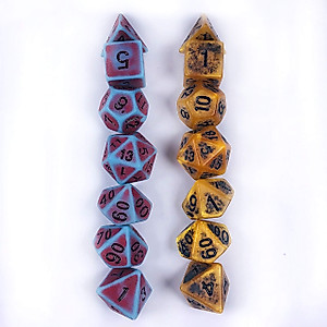 DND dice (Retro-Blue-Yellow)