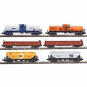 N Mixed Freight Train Set - 6 Car Assortment