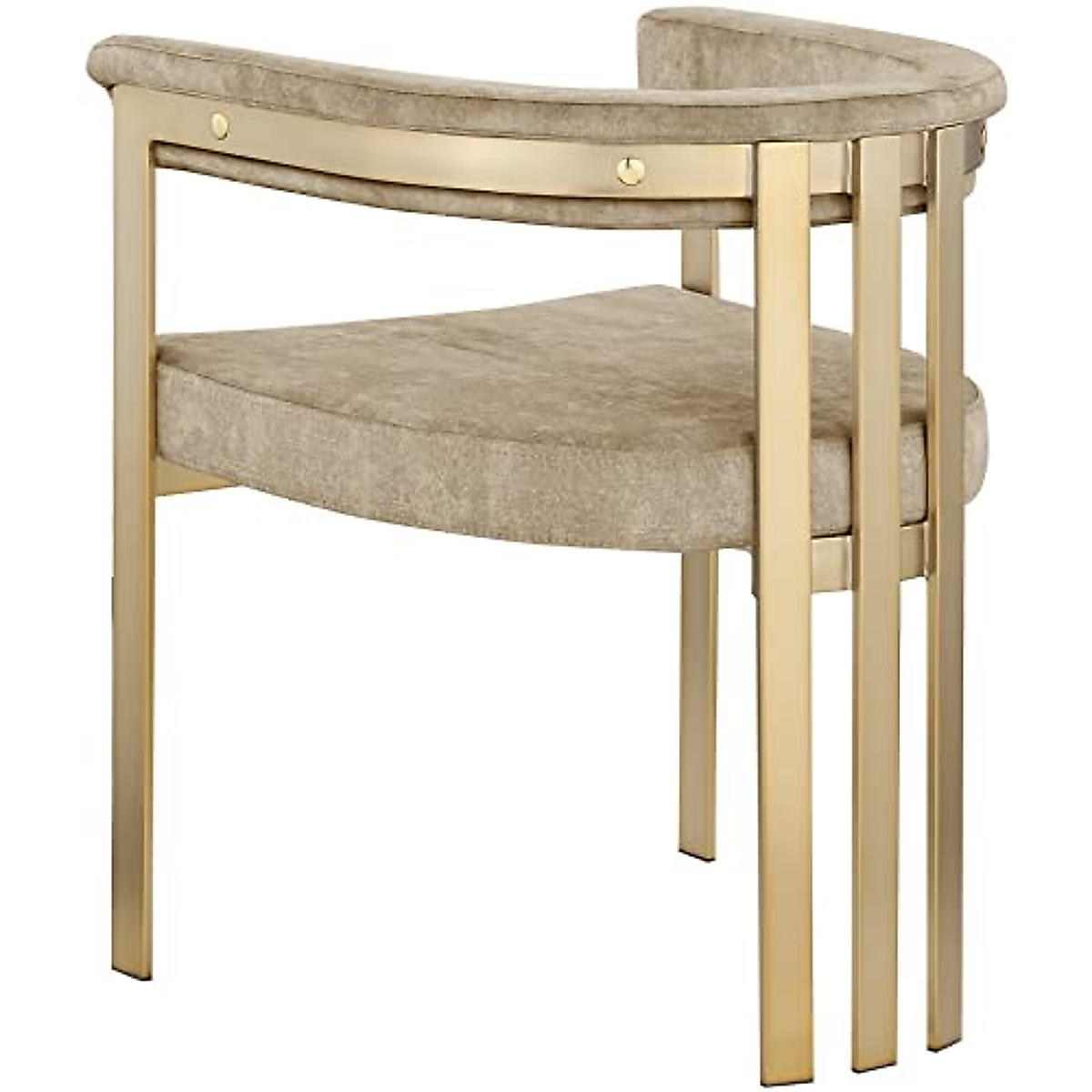 Meridian Furniture Marcello Collection Modern | Contemporary Velvet Upholstered Dining Chair with Brushed Brass Iron Frame, Set of 2, 23.5" W x 24" D x 28" H, Beige