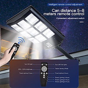 3000W Solar Street Lights Outdoor Waterproof,300000 lumens, Dusk to Dawn Solar with Motion Sensor and Remote Control, LED Flood Light, Suitable for courtyards, Gardens, Streets, Basketball Courts