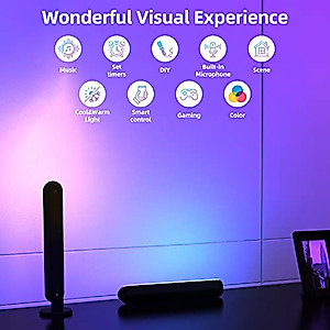 Smart LED Light Bars 2 PCS, Light Bar Dimmable Color Changing with Music Sync, Ambient Lighting Compatible with Alexa and Google Assistant, Gaming Lights with WiFi APP