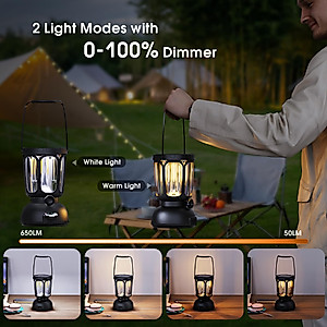 Mesqool Lanterns for Power Outages 650LM, LED Lantern Flashlight Battery Powered Rechargeable 6000 Solar Crank, Camping Essentials with USB C Cable