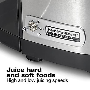 Hamilton Beach Professional Juicer Machine, Centrifugal Extractor, with 3.5” Super Chute for Whole Fruits and Vegetables, 1100 Watts Easy Sweep Cleaning Tool, Black (67906)