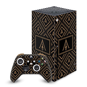 Head Case Designs Officially Licensed Assassin's Creed Crest & Broken Spear Odyssey Artwork Matte Vinyl Sticker Gaming Skin Decal Cover Compatible with Xbox Series X Console and Controller Bundle