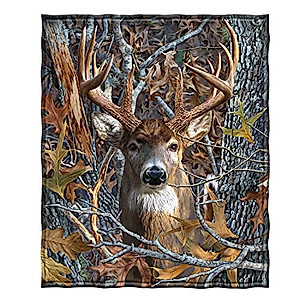 Dawhud Direct Camo Buck Deer Fleece Blanket for Bed Size 50" x 60" Woodland Fleece Throw Blanket for Men, Women and Kids Super Soft Plush Deer Blanket Throw, Animal Print Blanket, Blanket for Kids