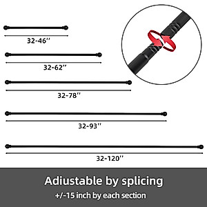 Curtain Rods for windows 32-48 inch, 5/8 inch Diameter Metal Standard Decorative Curtain Rod Set, Small Adjustable Telescoping Curtain Rod, Matte Black