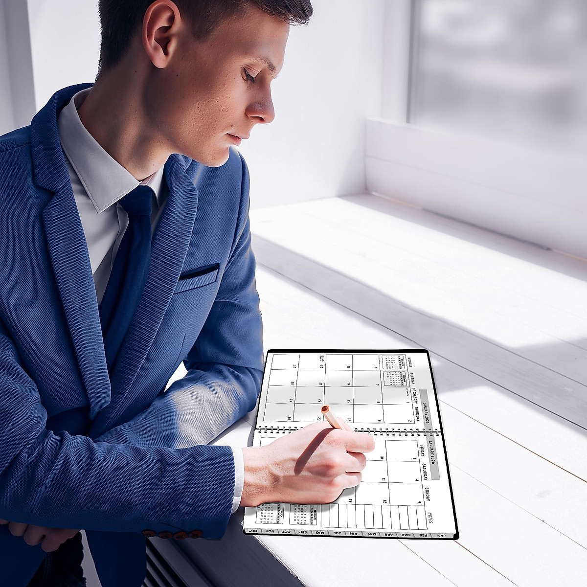 2023 Ensight Tabbed Appointment Book & Planner (8.5 x 11) inches, Daily Hourly Weekly Planner, Calendar and Schedule Book 15-Minute time Slots, Durable Twin-Wire Fastening, Business and Personal (2023 Black New Edition)