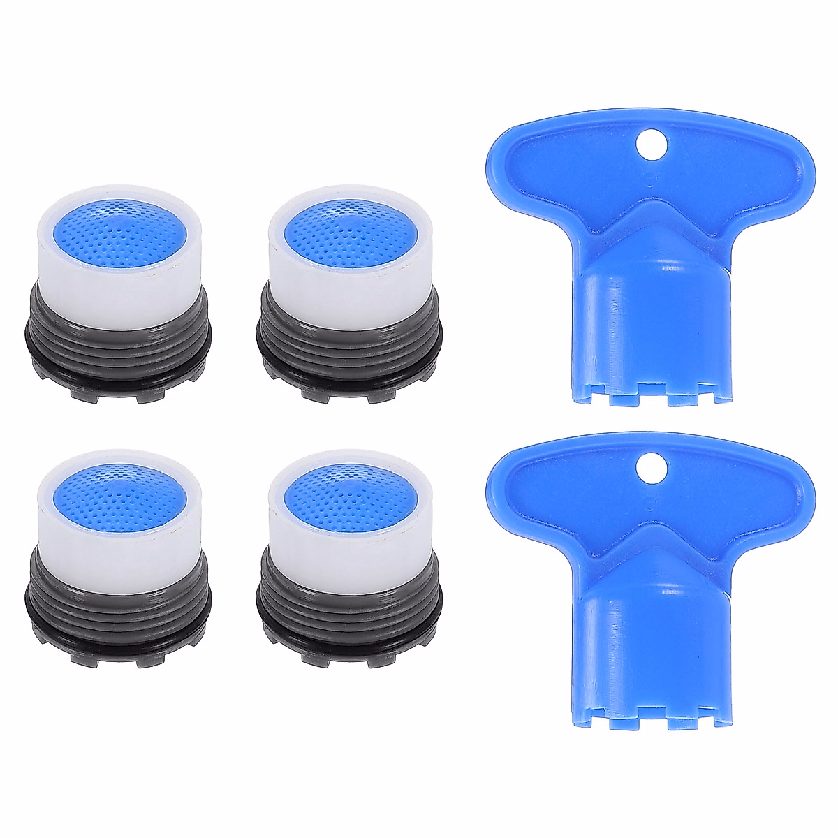 uxcell 4Pcs 16.5mm Cache Faucet Aerator with 2Pcs Removal Wrench Tool, Faucet Replacement Parts, Water Saving Flow Restrictor Set Replacement Parts for Kitchen Bathroom Sink