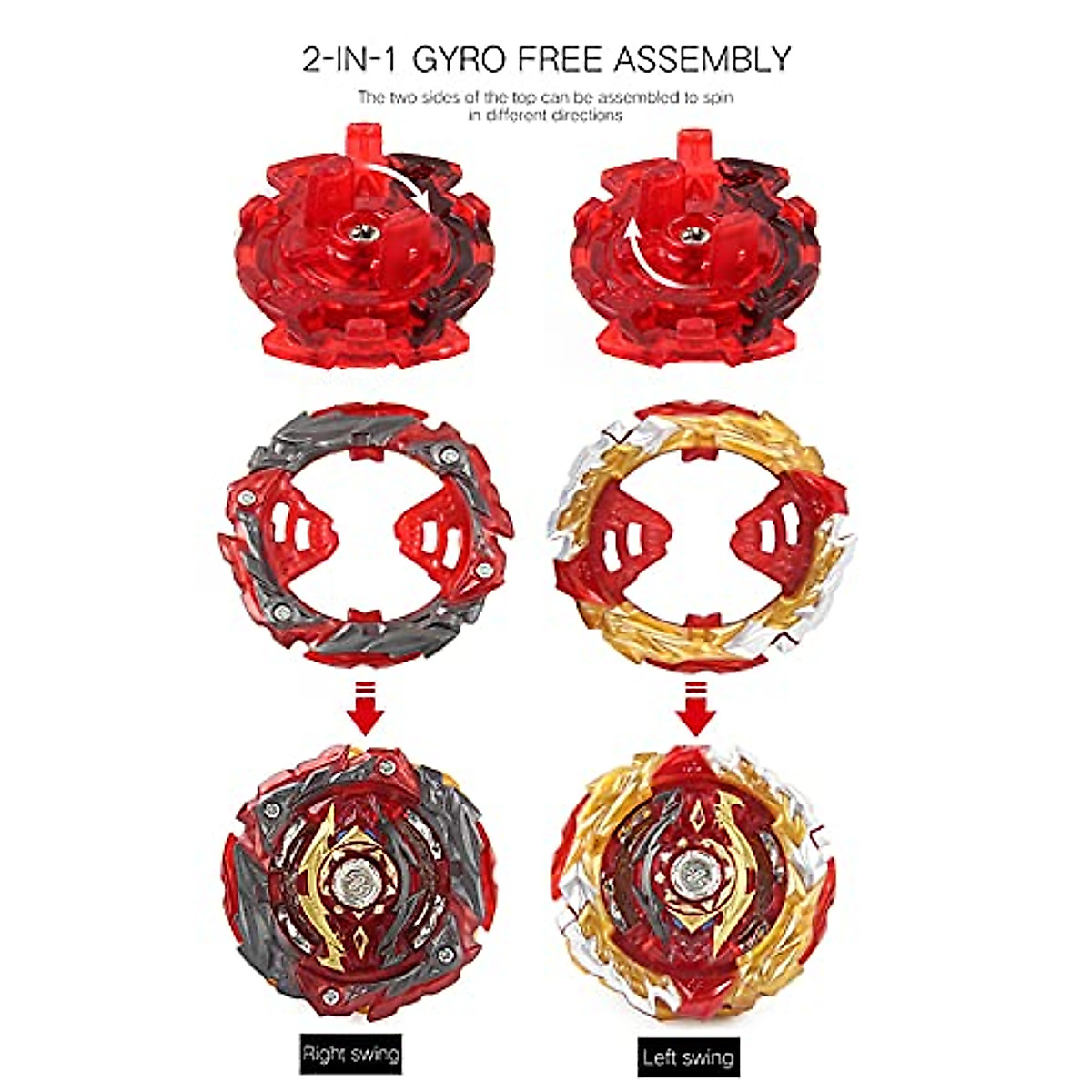 Bey Battle Burst Gyro Blade Toy Set Great Birthday Gift for Kids Children Boys 6 8 + Metal Fusion Attack Top Battling Game with 4 Spinning Tops 2 Two-Way Launcher