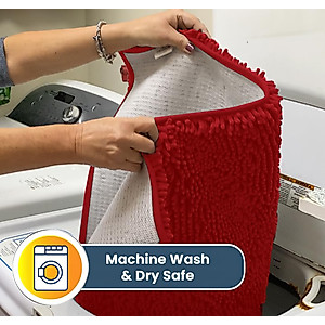 Muddy Mat® Shown on TV – Super Absorbent Microfiber Dog Door Mat for Muddy Paws, Non-Slip Washable Pet Rug, Quick Dry Chenille Entryway Carpet, Machine Washable Indoor Outdoor mat, Red 30"x19"