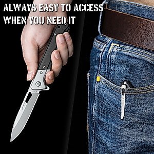 NedFoss Pocket Knife, 3.5" D2 Blade EDC Folding Knife with G10 Handle, Flipper Open, Deep Carry Pocket Clip, Slim Gentleman's Knives for Men (ELF PRINCE)