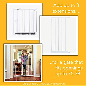North States 5-Bar Extension for Auto-Close Baby Gate: Add extension for a gate up to 52.75" wide (Adds 14" width, Soft White)