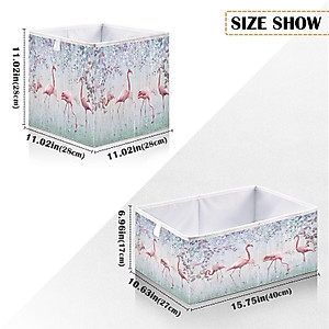 SDMKA Cube Storage Bin Pink Flamingos Fabric Storage Cubes Foldable Storage Baskets Collapsible Cube for Shelf Closet Home Organizers, 11 Inch