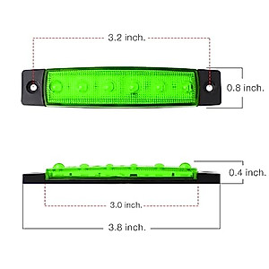 MADCATZ 3.8 Inch 20 Pcs Thin Line Green 6 LED Side Marker Boat Lights Fender Clearance Lamp 2835 SMD for Trailer Truck Pickup RV Camper Kayak Vessel 12V DC TK12