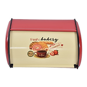 Yosoo Metal Bread Box Kitchen Countertop Multi Function Bread Fork for Bakery red