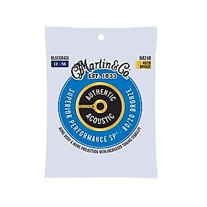 Martin Authentic Acoustic Guitar Strings, Superior Performance Bluegrass 12-56, 80/20 Bronze