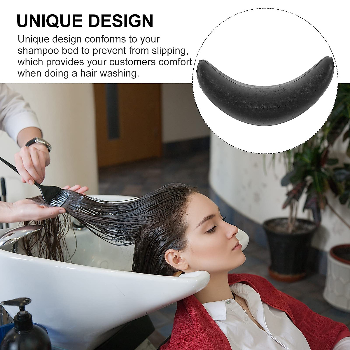 Shampoo Bowl Gel Neck Rest Silicone Hair Wash Gel Neck Pillow Salon Hair Shampoo Bowl Gripper for Hairdressing Hair Washing Sink Basin Tool 18x11x7.5cm (Black)