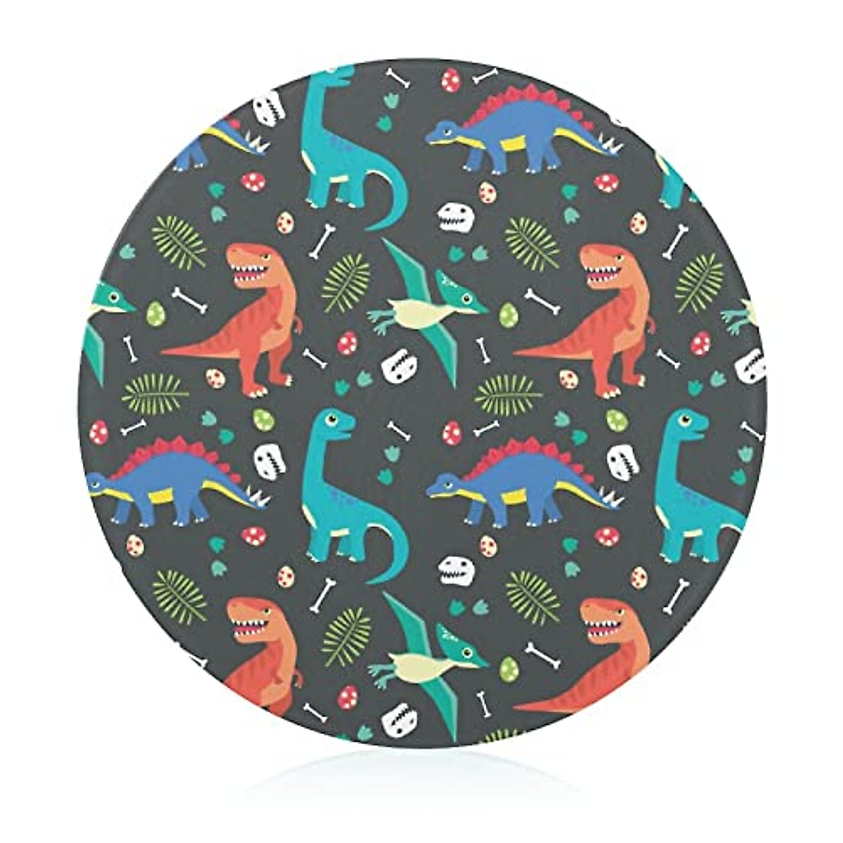 Colorful Dinosaur Pattern Cutting Board Tempered Glass Chopping Board for Kitchen Hotel