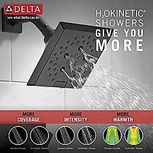 Delta Faucet Pivotal 17 Series Dual-Function Matte Black Shower Faucet, Shower Trim Kit, 5-Spray H2Okinetic Shower Head, Matte Black T17299-BL (Valve Not Included)
