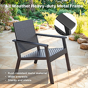 Ahomly 3 Pieces Patio Furniture Set Outdoor Furniture, Patio Chairs Wicker Patio Bistro Set with Glass Table, Outdoor Chairs for Balcony, Porch, Garden(Gray)