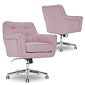 Serta Ashland Ergonomic Home Office Chair with Memory Foam Cushioning Chrome-Finished Stainless Steel Base, 360-Degree Mobility, Lilac